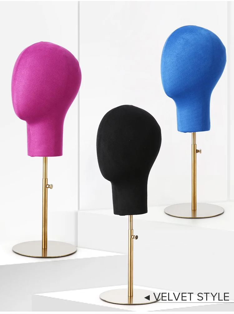 Fancy Velvet Mannequin Head Model Wig Display Stand Tabletop Hat ...