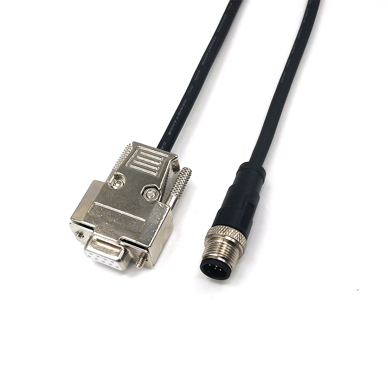 M12 8-pin Waterproof Cable Ip67 Over-molded Type To Rs232 Db9 Female ...