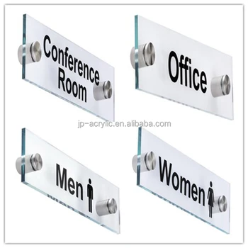 Printed Message Clear Acrylic Room Door Sign For Office And Restroom ...
