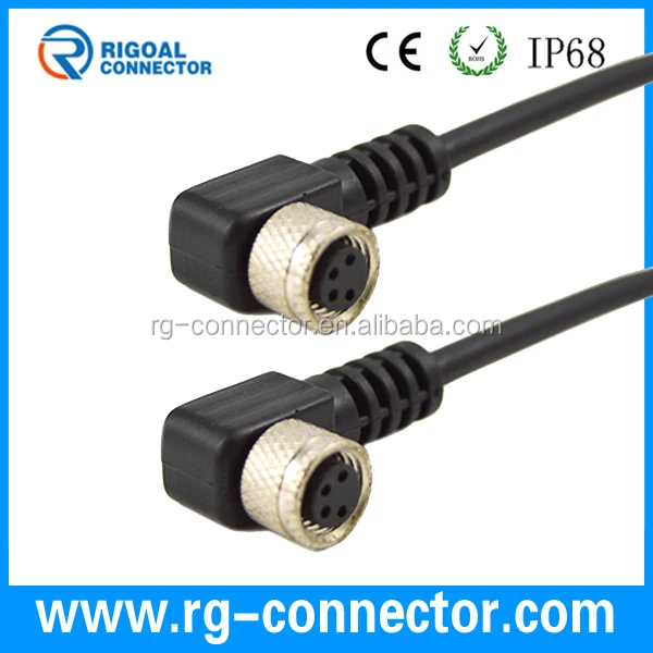 M8 Shielded 4 Pin Female Right Angle Molded Cable Connector Magnetic Power Connector - Buy M8 ...