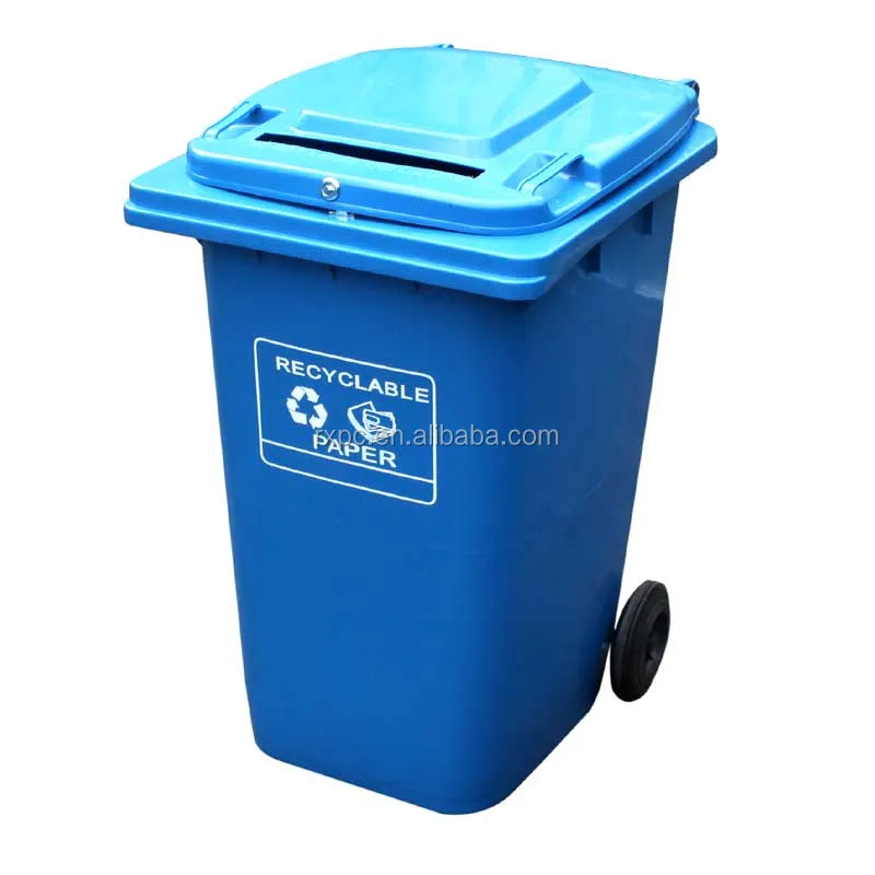 240 Lt Recycling Bin In Blue With Cutting Hole And Lock For Recyclable ...