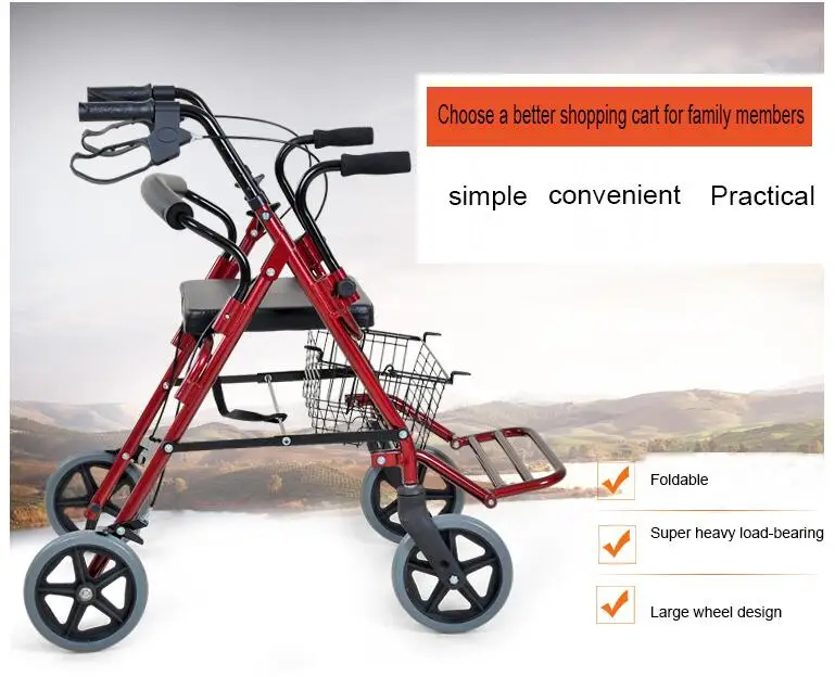 Aluminum Alloy Wheelchair Shopping Cart With Detachable Shopping Basket ...