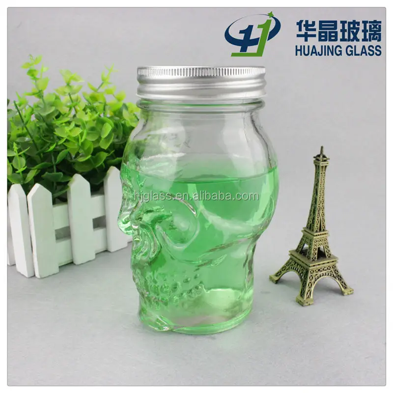 Unique Skull Head Mason Container Juice Jar 16oz Drinking Glass Jar ...