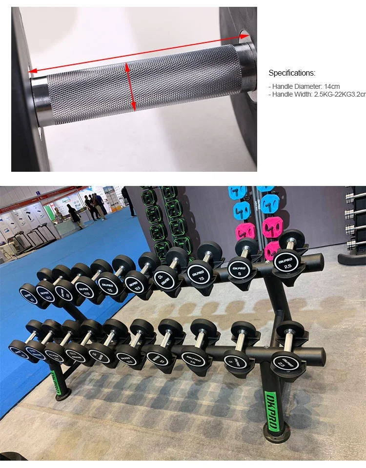 Commercial Dumbell Weights Set Gym Equipment Fitness Black Pu Round ...