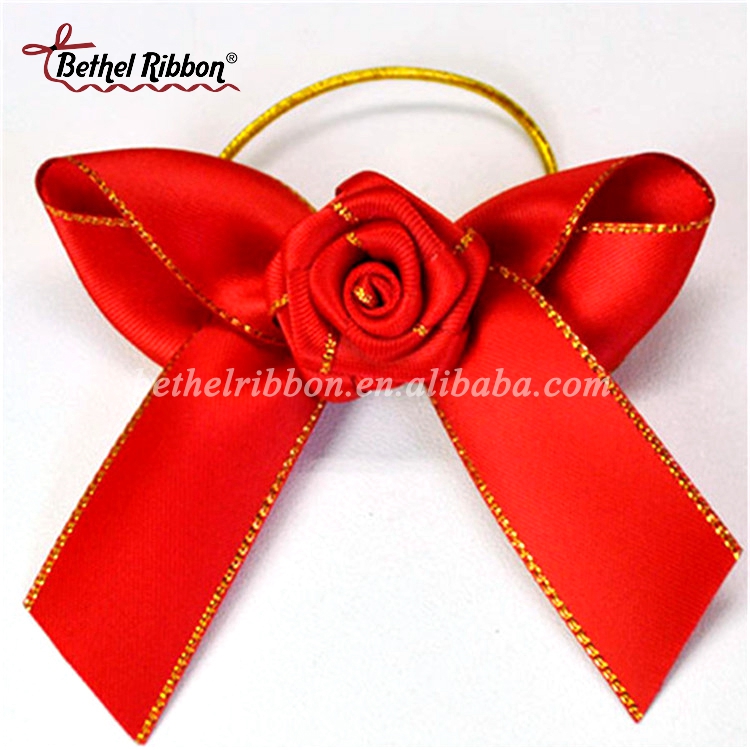 Custom Decoration Red Ribbon Bow With Elastic Loop - Buy Ribbon Bow ...