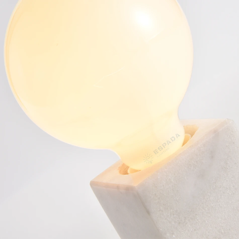 Small Square Marble Table Lamp E26 Lamp Holder Night Desk Bedside Table ...