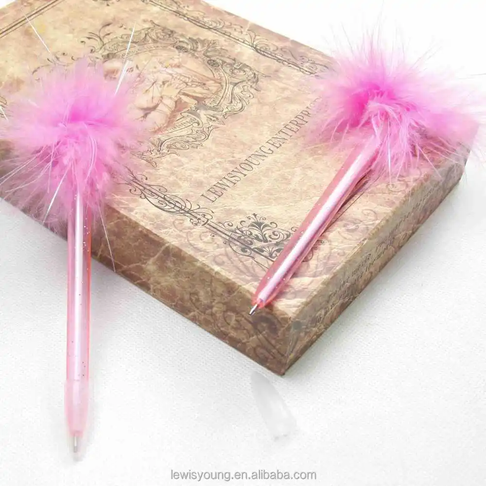 Novelty Fluffy Ball Pen,White Transparent Pen Cap & Paillette Barrel ...