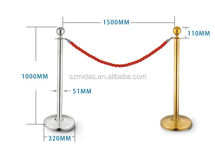 Stainless Steel Stanchion Post with Retractable Belt for Crowd Control ...
