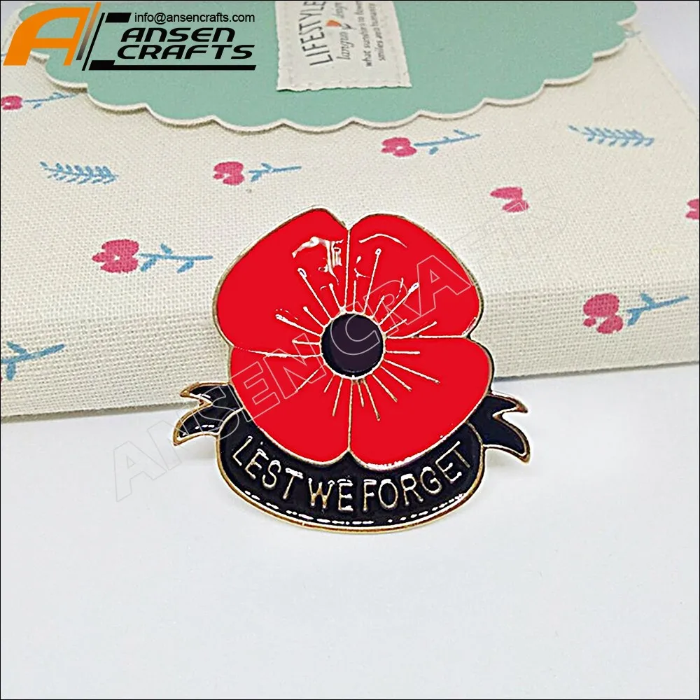 Poppy Lapel Pin Remembrance Day Memorial Day Gift Brooch Pins Lest We ...