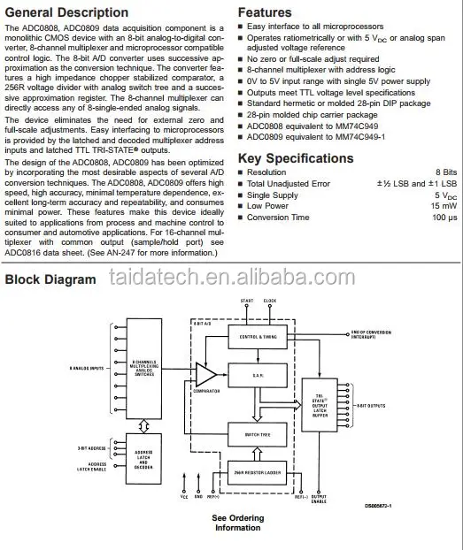 비트 연속 근사 A/d 컨버터 아날로그-디지털 컨버터 Adc0809 - Buy Adc0809,8 비트 Dac,A/d 컨버터 ...