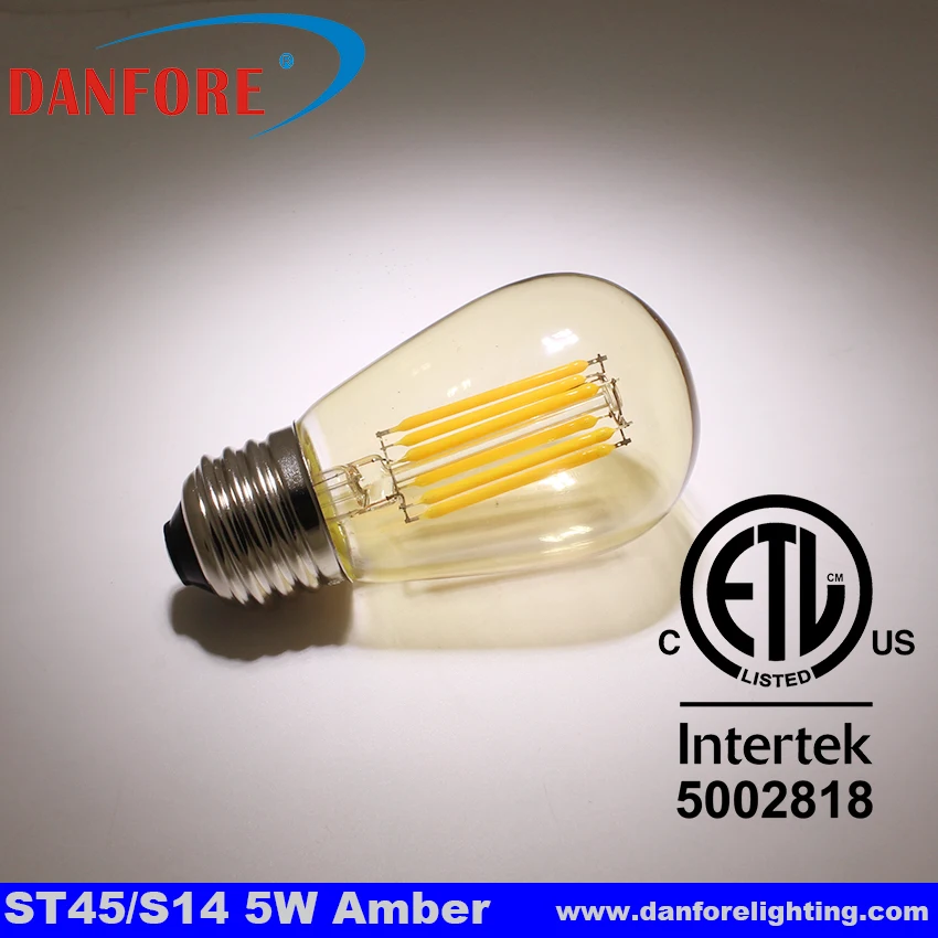 Etl Listed 120v Dimmable 2w 3.5w 5w Glass Cover St45 S14 Led Filament ...