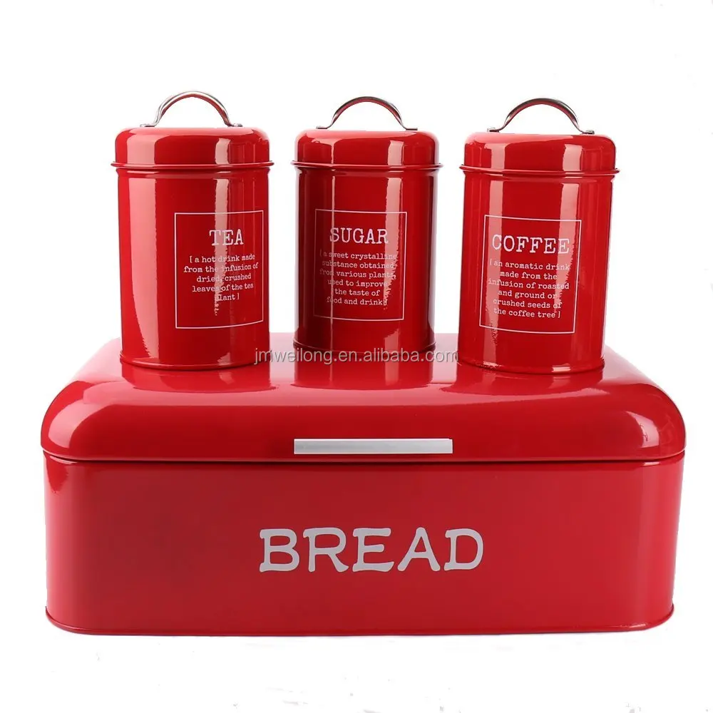 Popular Red Metal Bread Boxes/bread Bin Metal Storage Container With ...