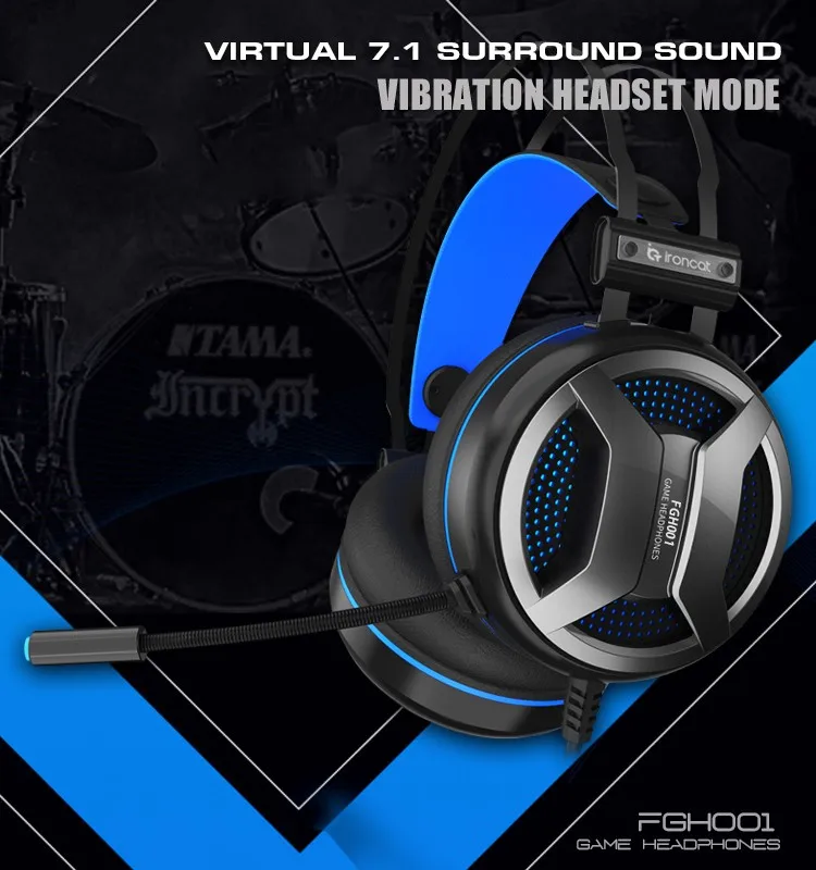 7.1 Virtual Sound Usb Gaming Headset With Rgb Light - Buy 7.1 Virtual ...