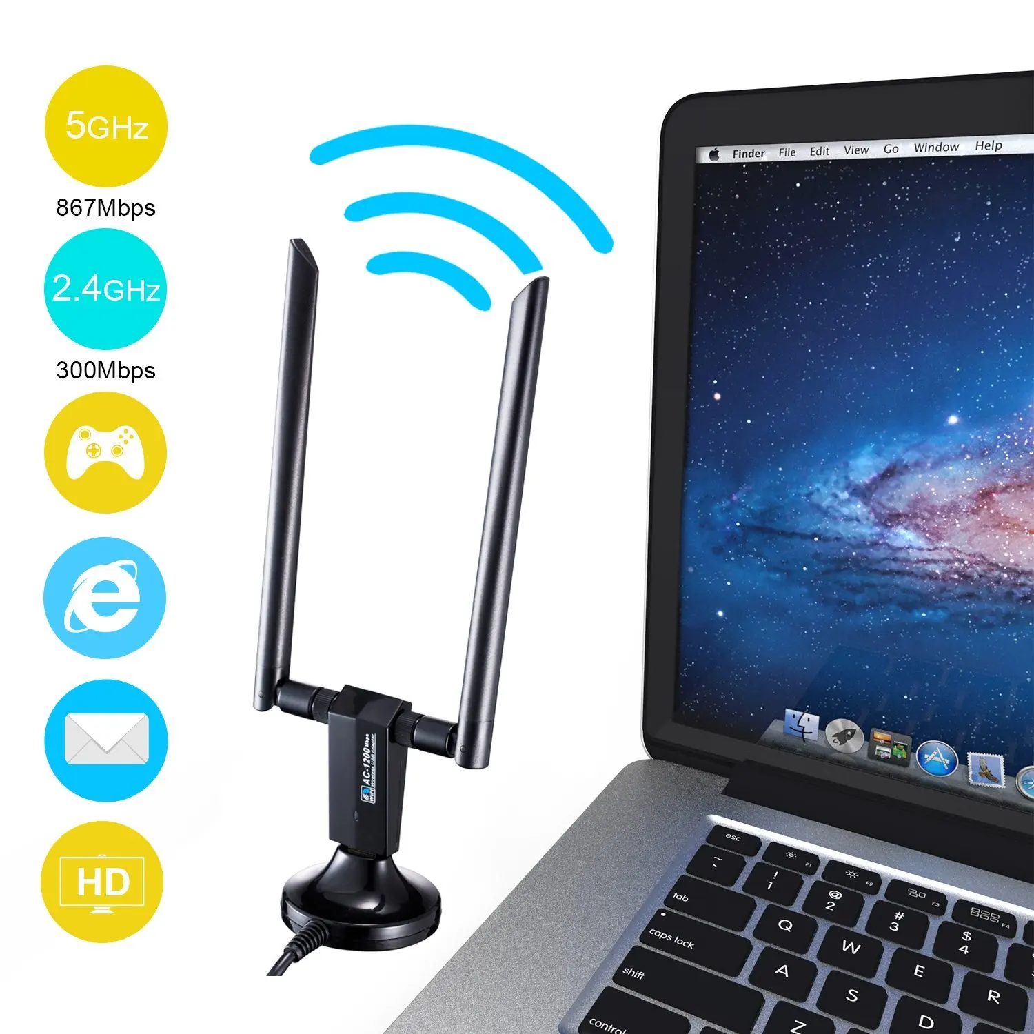 1200mbps Rtl8812au Wifi Adapter - Dual Band Gigabit Wireless