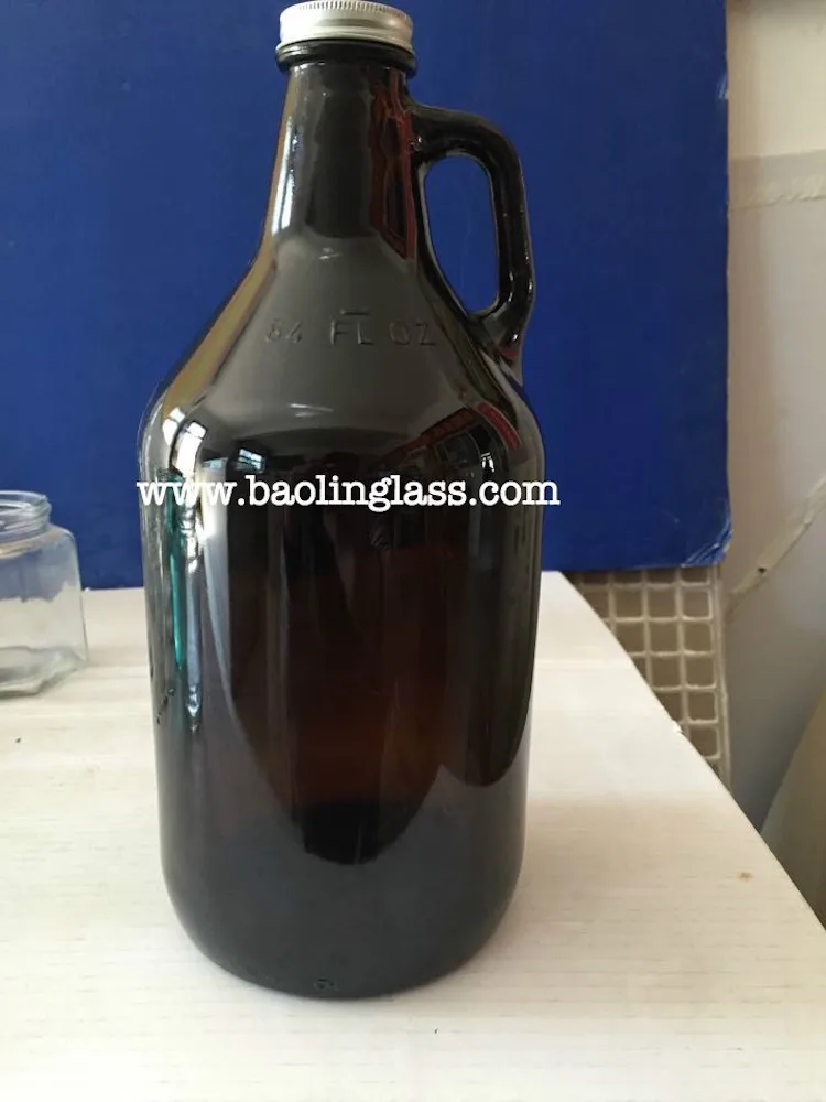2 Liter Brown Glass Growlers - Buy Beer Glass Bottle,Beer Growler,Big ...