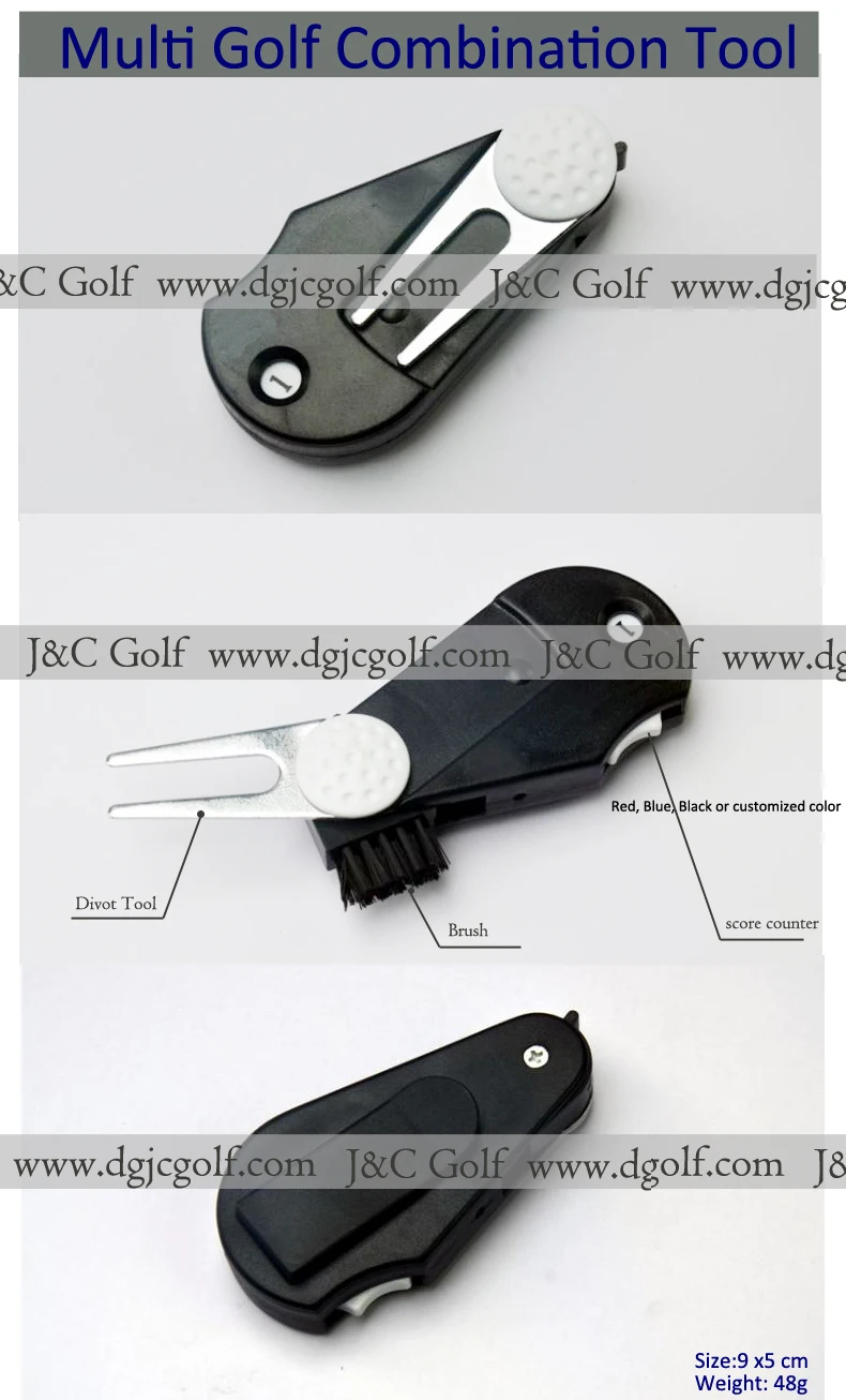5-in-1 Pocket Golf Multi-functional Tool Divot Tool Groov Cleaner Brush ...