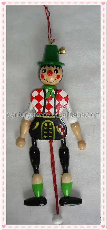Best Gift For Kids Wooden Pull String Doll With Clown Puppet Design ...