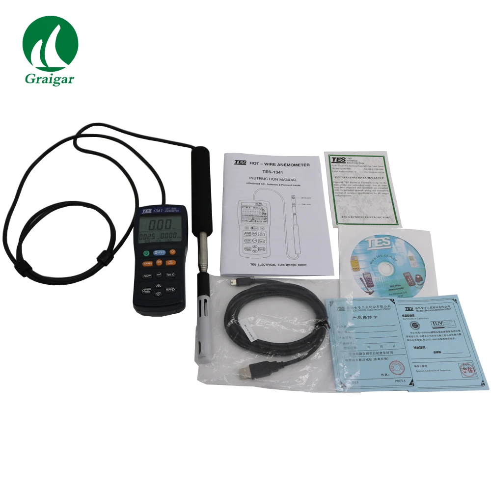 TES-1341N Hot Wire Anemometer - Precision Air Velocity Meter