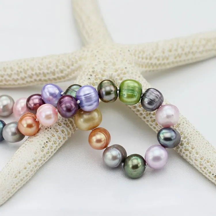 Wholesale Pearl Necklace 8 9mm Potato A Colorful Long Inch Natural