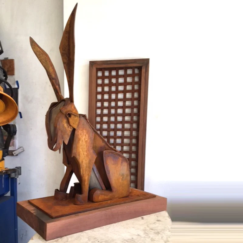 Corten Steel Animal Statues - Abstract Rabbit Sculpture