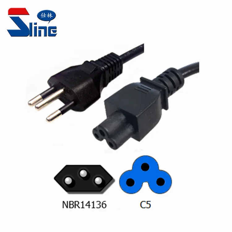 Brazil 3 Pin Plug To Iec 320 C5 Mickey Mouse Laptop Power Cord Cable ...