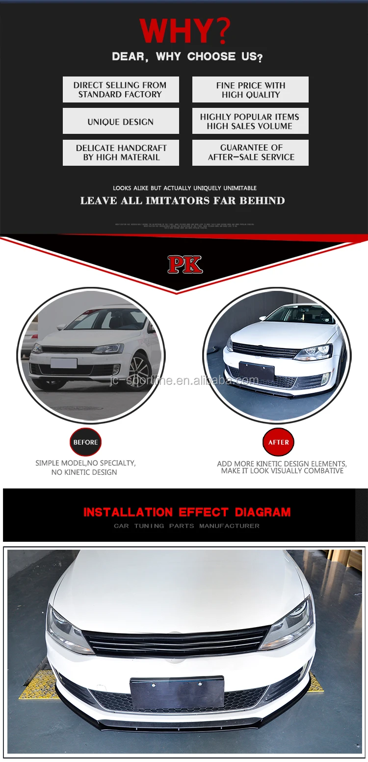 Black Frp Gli Front Bumper Lip For Volkswagen Jetta Mk6 Gli Sedan 4 ...