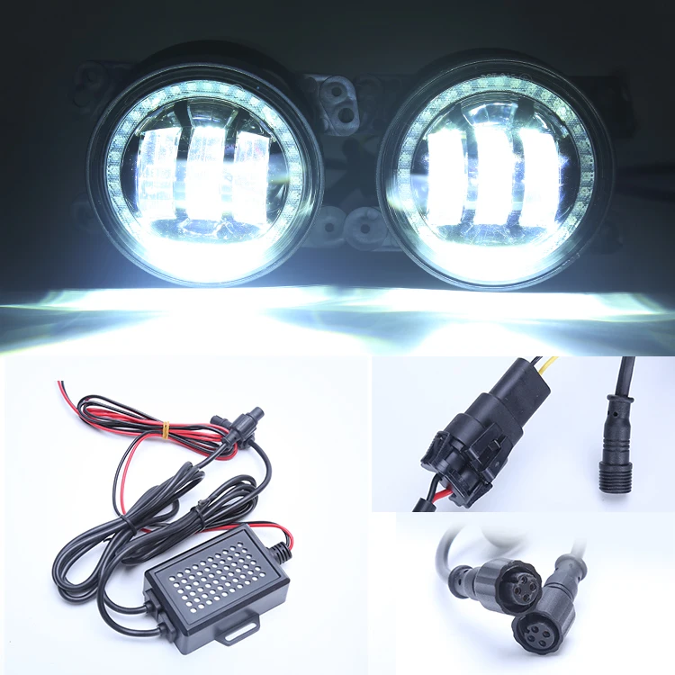 Rgb Color Changing 4 Inch Fog Light 4" Rgb Angel Eyes Fog Lamp For Jeep ...