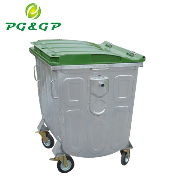 1.1 CBM Plastic Cover Galvanized Steel Outdoor Garbage Bin