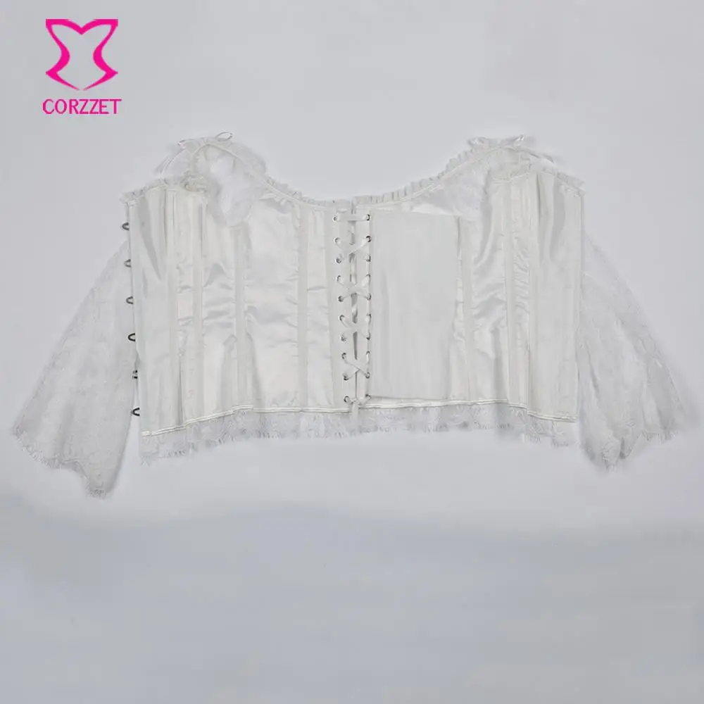 Corzzet Victorian White Ruffle Off Shoulder Lace Corsets And Bustiers