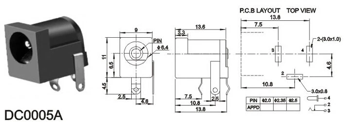 Dc005 Dc-005 Dc Smt Pcb Board Power Jack Connector - Buy Dc Power Jack ...