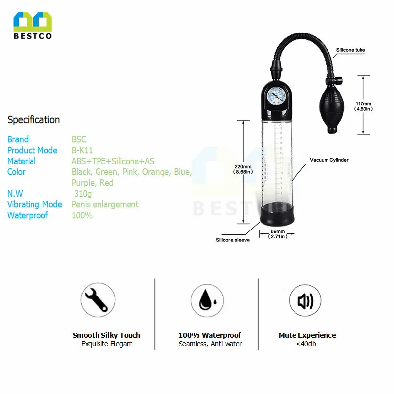 Bestco Newest Penis Pump With Long Silicone Pad! Penis Enlargement ...