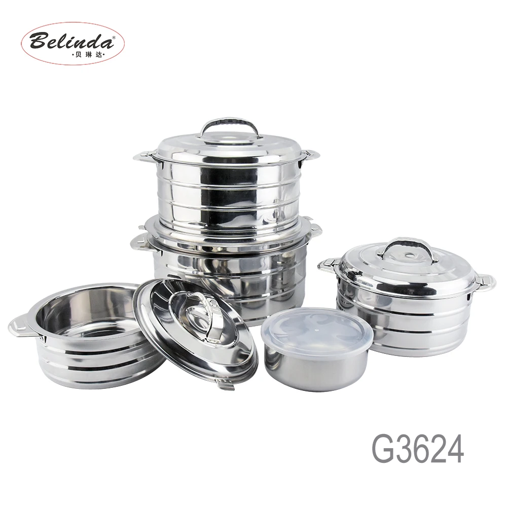 5 Pcs Cookware Set Keep Food Warm Stainless Steel Double Wall Pot With ...