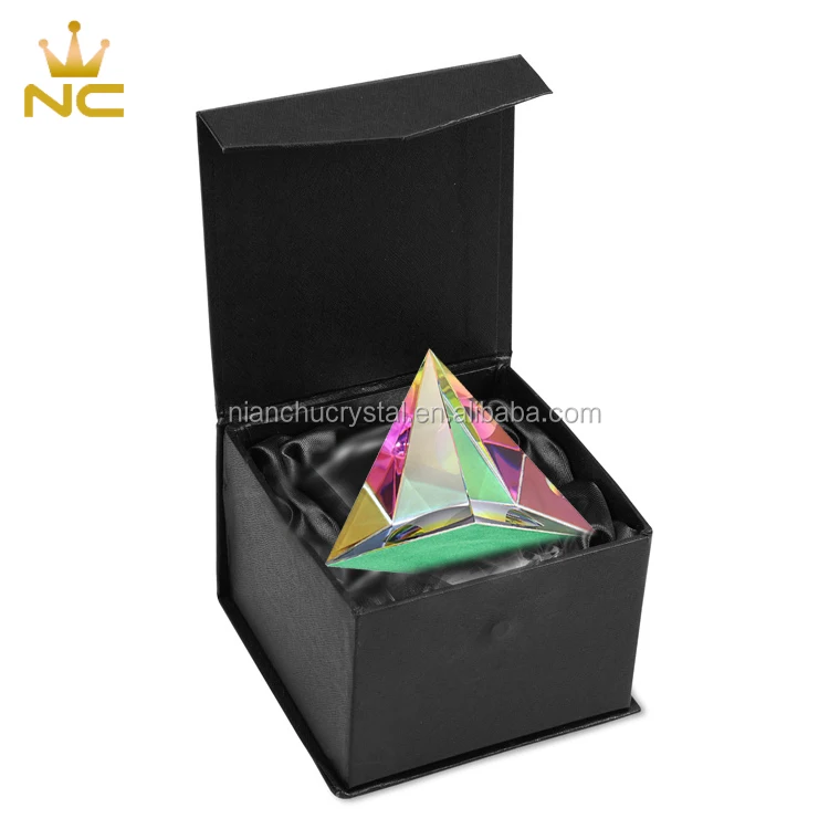 Engraved Paperweight Crystal Glass Pyramid With Colors On The Bottom ...