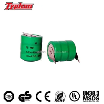 Coin Cell Battery Nimh 80h Button Cell 3.6v 80mah Rechargeable Battery ...