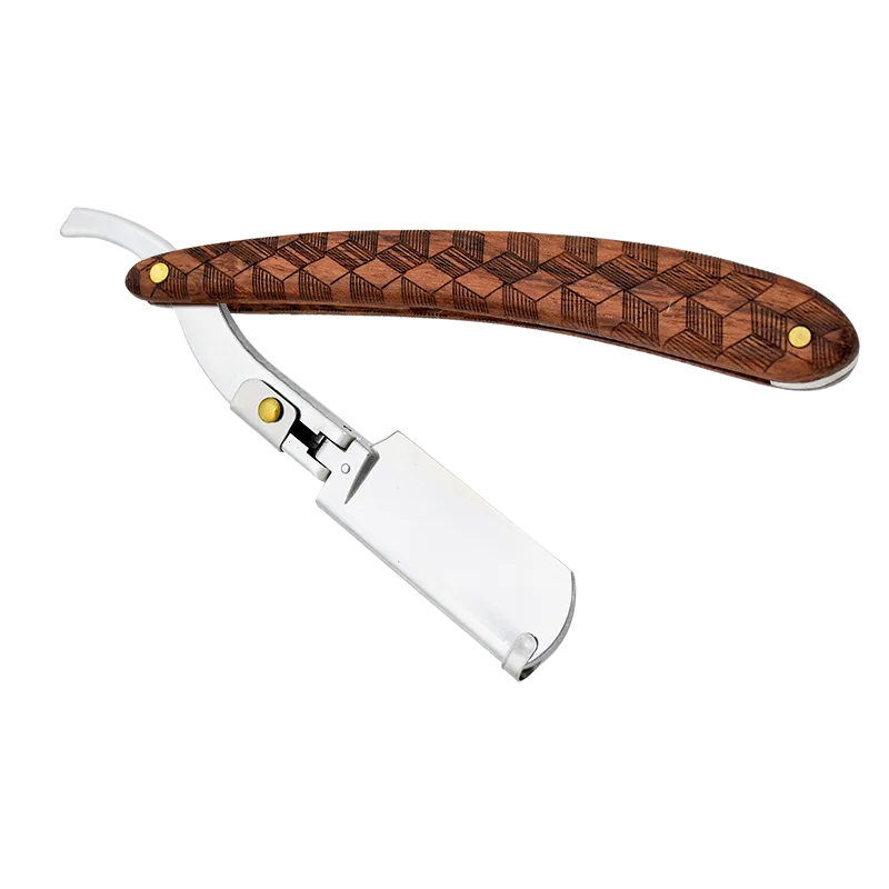 Fashional Solid wood handle gold razor blade for barber straight razor ...