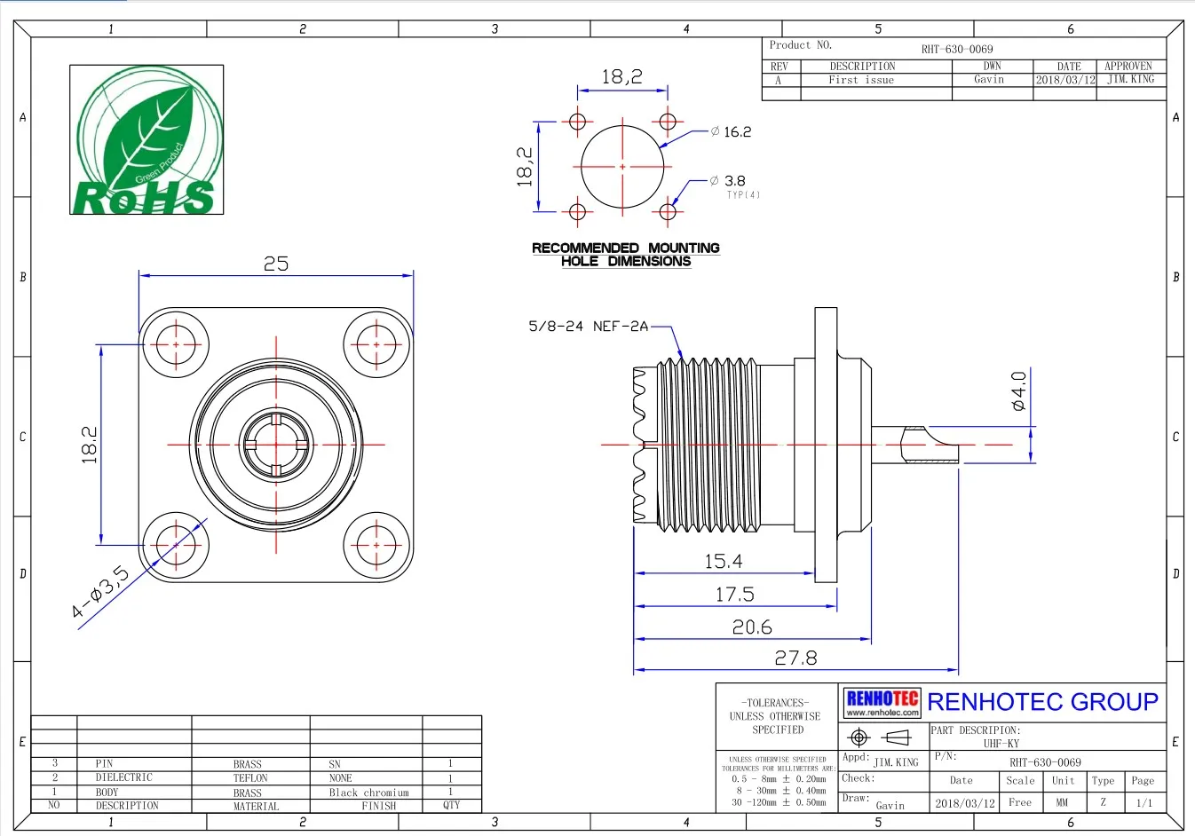 Uhf Female So239 Panel Chassis Flange Deck Mount Solder Cup Rf Connect ...