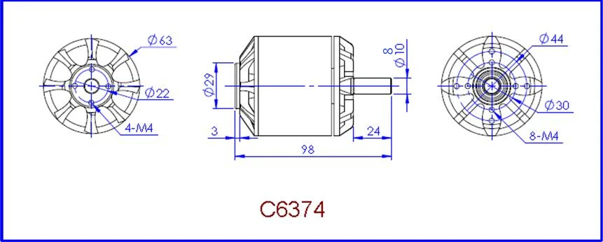 6374 200KV Brushless Motor for RC Airplanes - High Performance