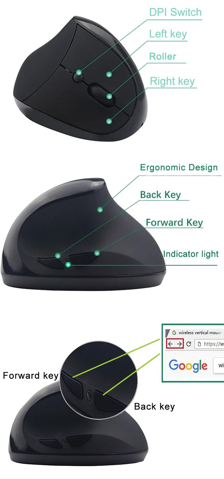 Wireless Mouse Without Battery Ergonomic Design 6d Vertical Mouse ...