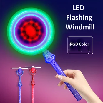 Light Up Flashing Spinning Windmill Wand Glow Stick For Kids Christmas ...