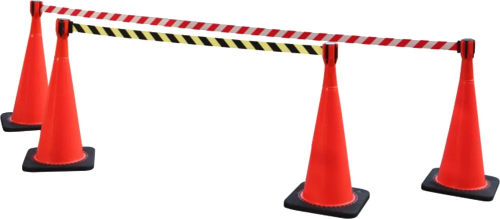 Retractable Traffic Cone Tape - Red White or Yellow Black