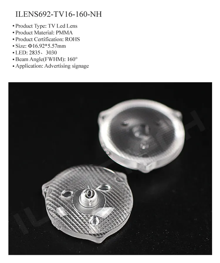 Ilenstech PMMA 17mm 160 Degree Backlight TV Lens - DIY LED Lens