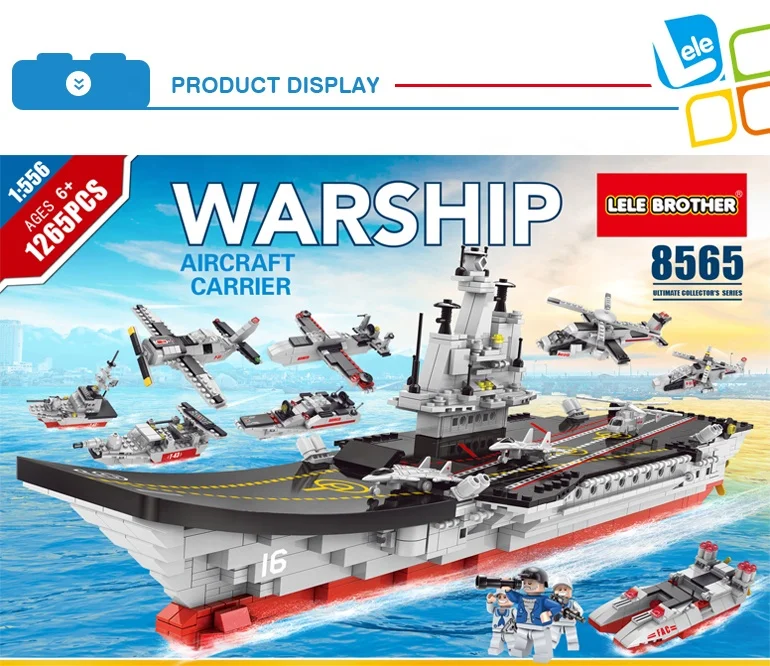 Lele Brother Military Warship Assemble Bricks Aircraft Carrier Kids ...