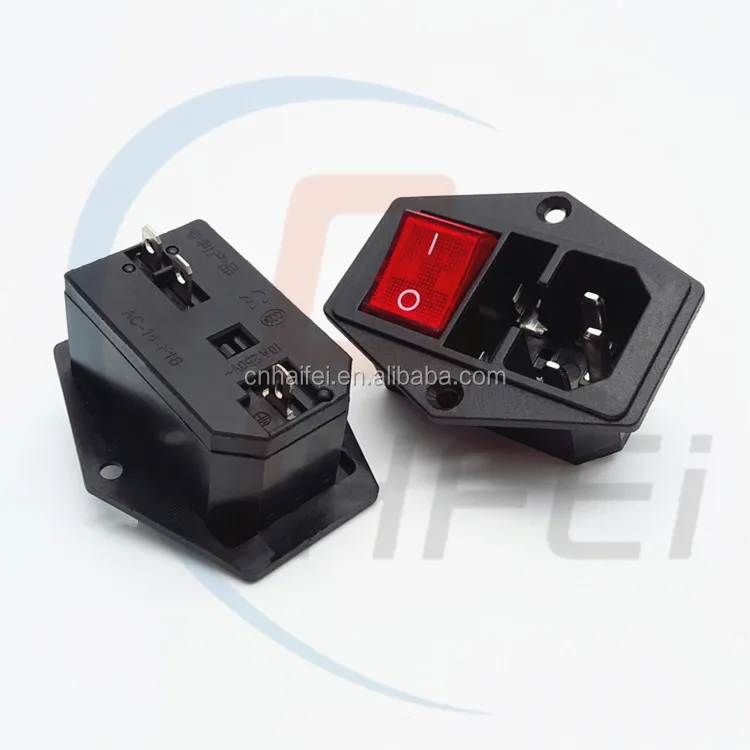 C13 C14 Male Socket Panel Ac Dc Socket with Fuse and Switch