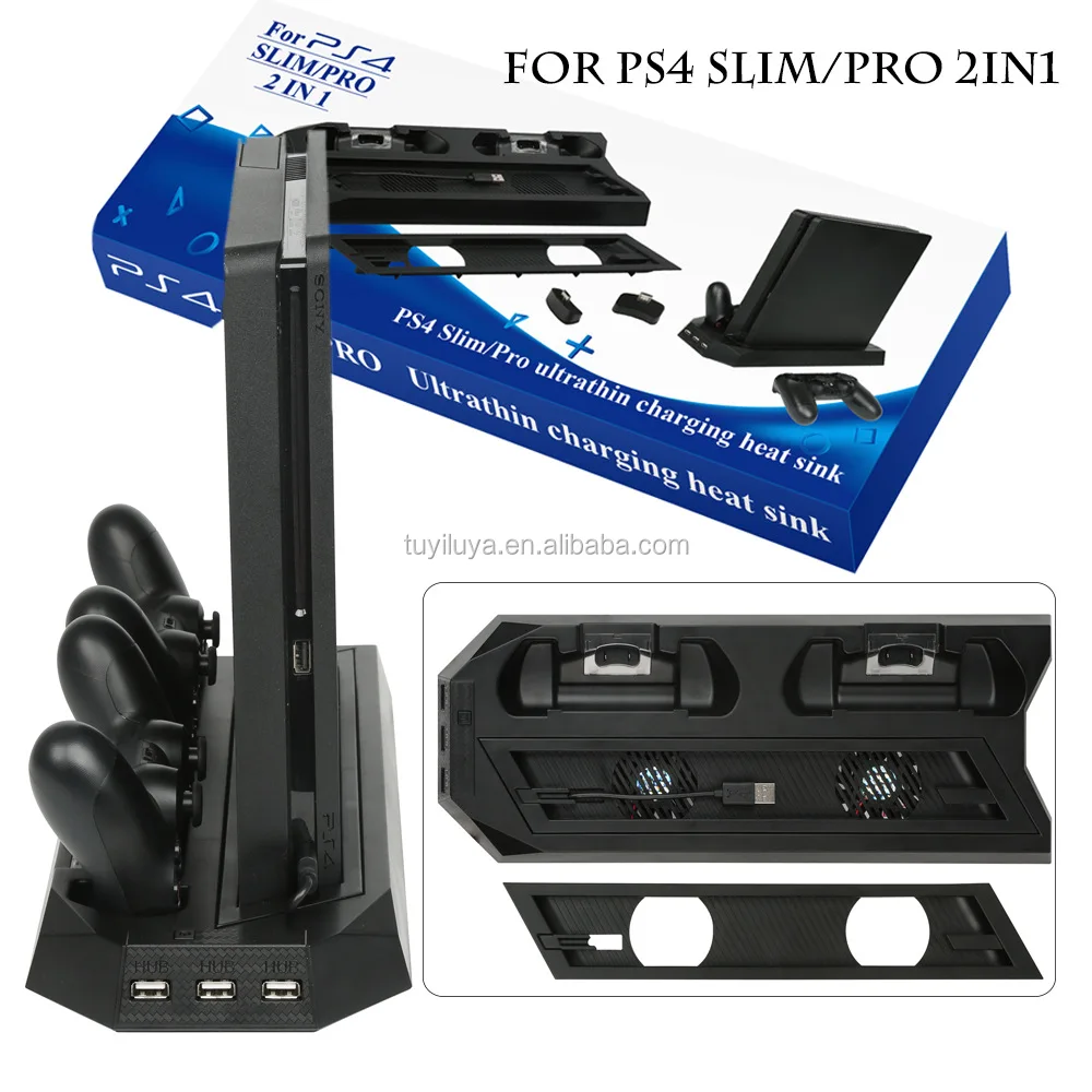 2 In 1 Ps4 Slim Ps4 Pro Vertical Stand With Dual Joypad Charging ...