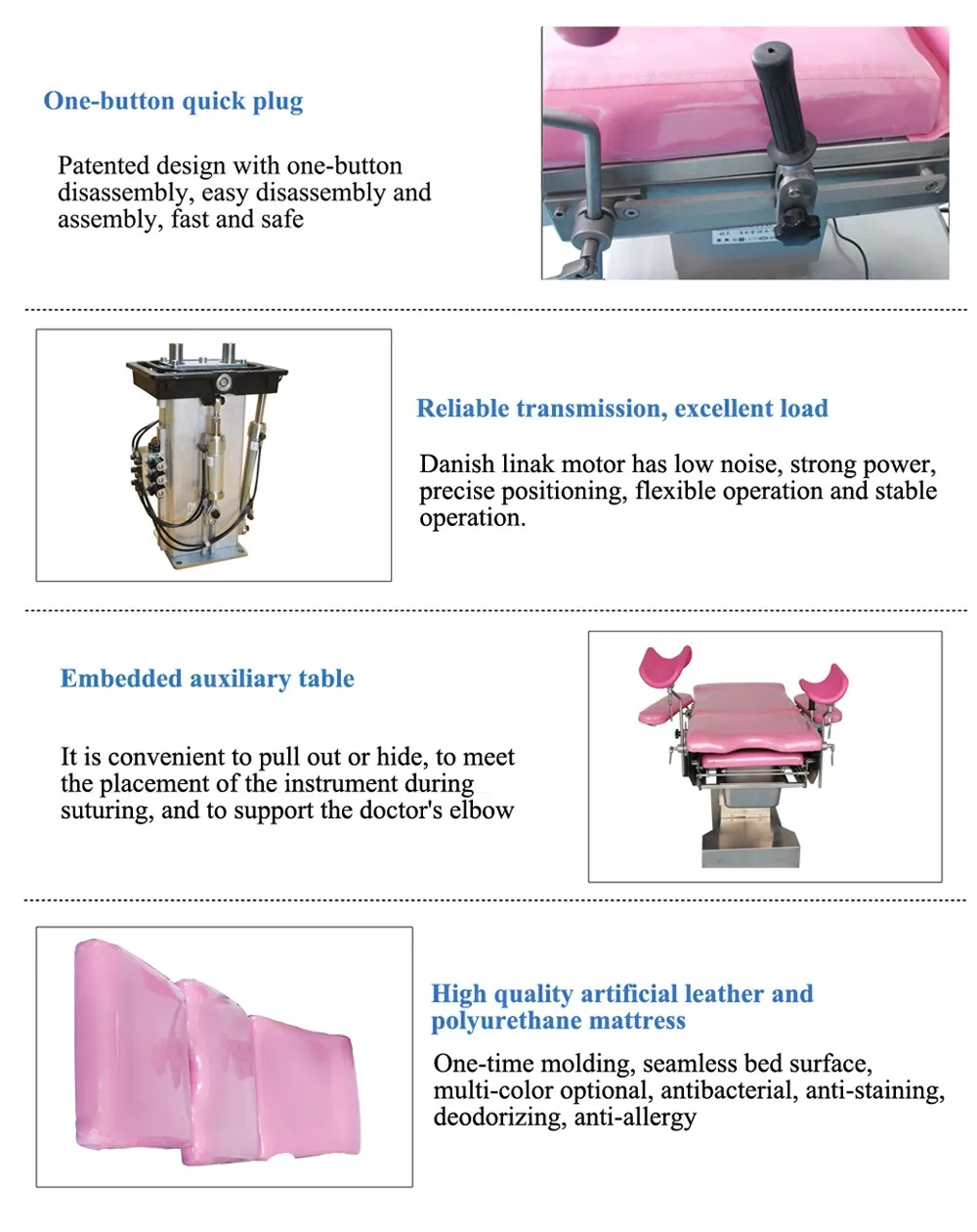Gynecology & Obstetric Surgical Tables Operation Delivery Bed Built-in ...