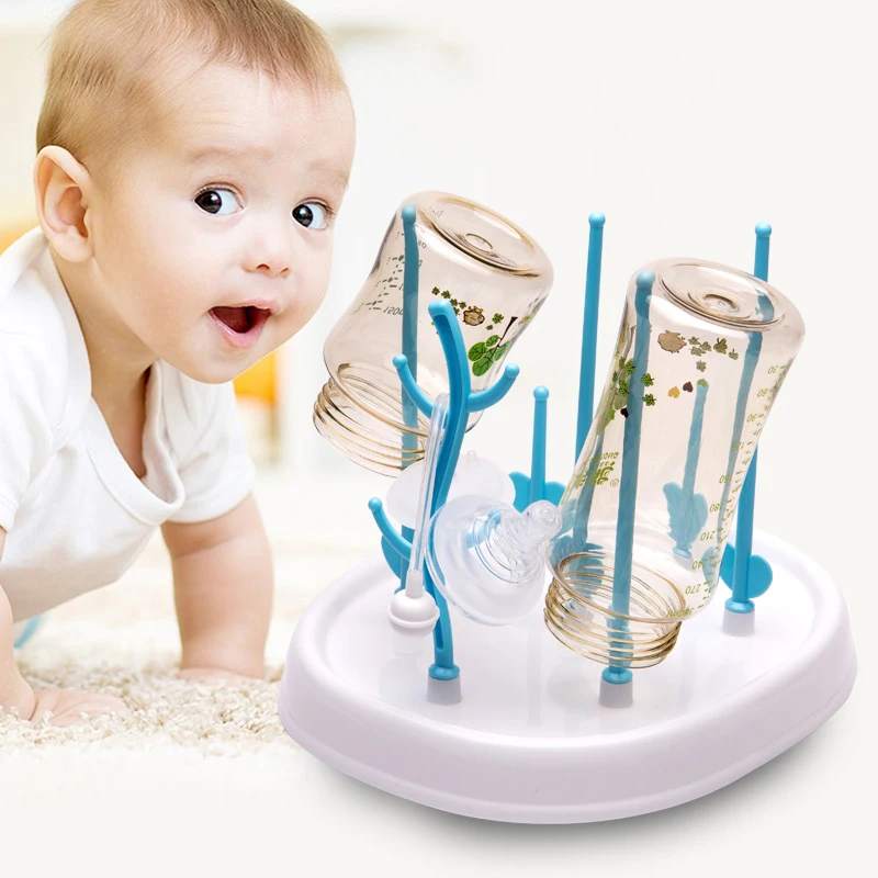 Baby Bottle Drying Rack Blue Kids Dish And Accessories Dryer Stand And ...
