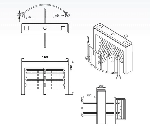 External Full Height Turnstile Theme Parks Pedestrian Gate Turnstiles ...