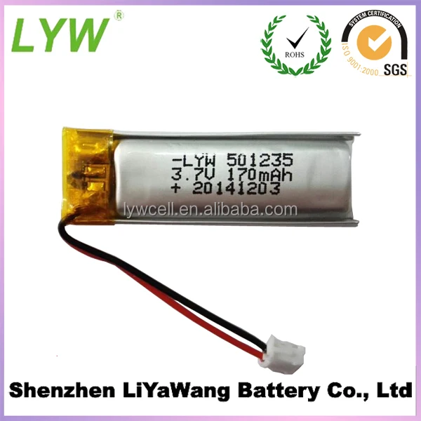 3.7 V 170 Mah Rechargeable Lithium Polymer Battery 501235p - Buy ...