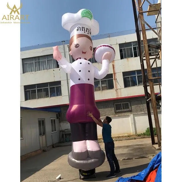 Customized Flowing Inflatable Girl Chef Dancer with LED