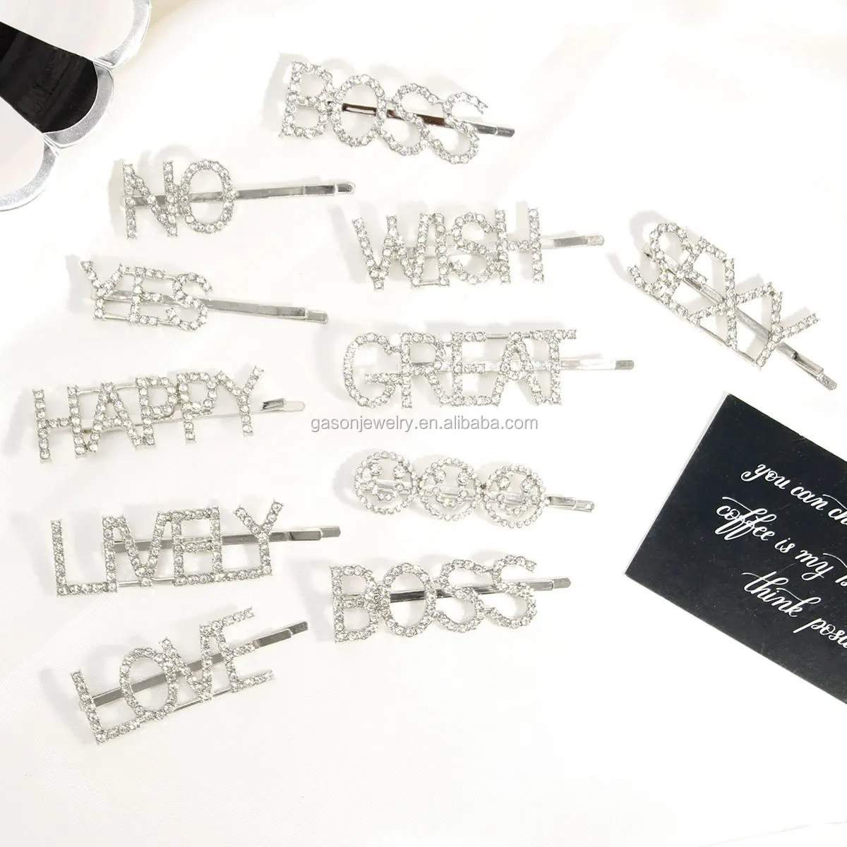 Factory Wholesale Customized Letter Hair Bobby Clip Pins Rhinestone ...